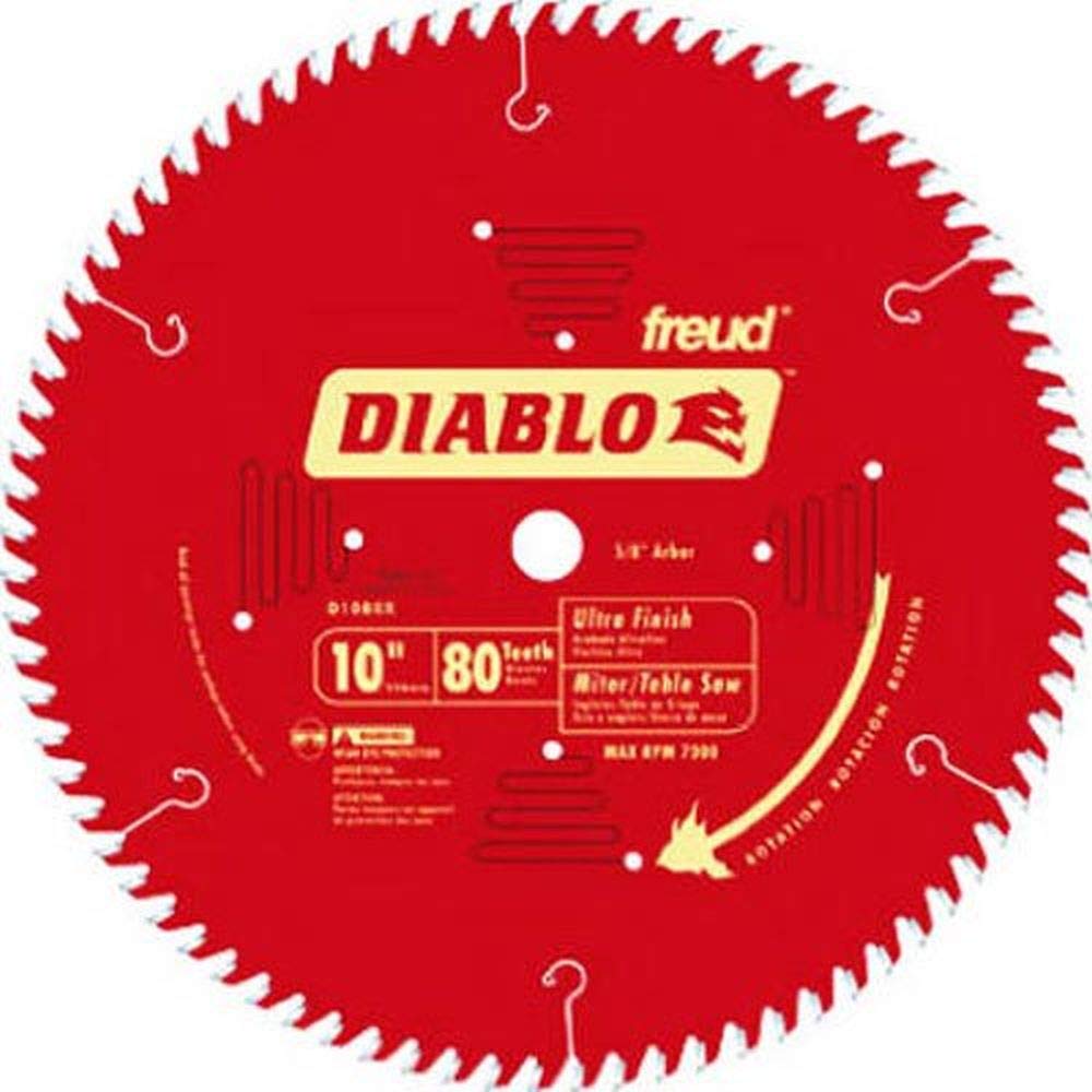 Freud D1080X Diablo 10" 80-tooth ATB Saw Blade w/5/8" Arbor&PermaShield Coating