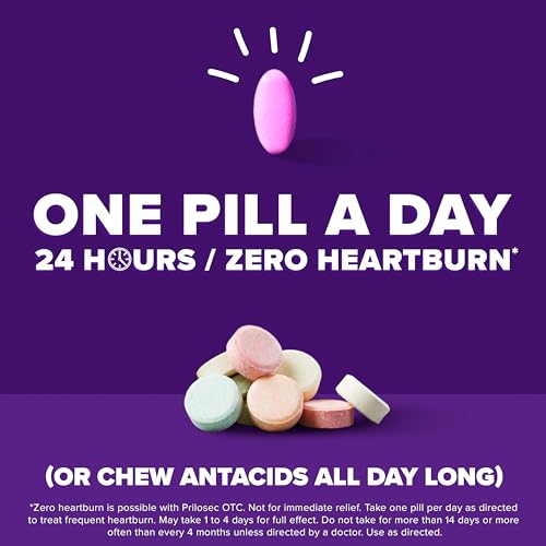 Prilosec OTC, Omeprazole Delayed Release 20mg, Acid Reducer, Treats Frequent Heartburn for 24 Hour Relief, All Day, All Night*, 20mg, 42 Tablets