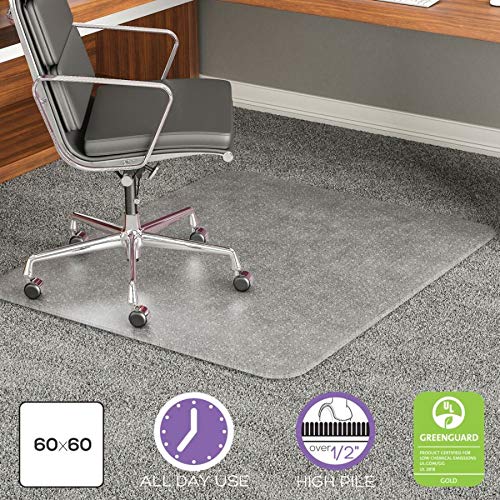 deflecto 60 x 60 Clear ExecuMat Intense All Day Use Chair Mat for High Pile Carpet