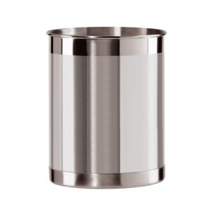 oggi stainless steel utensil holder - 5" diameter, utensil caddy, weighted base for stability - larger-sized utensil crock and countertop utensil organizer, stainless steel