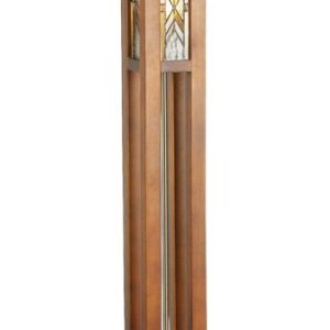 Robert Louis Tiffany Mission Rustic Tiffany Style Floor Lamp with Night Light 62.5" Tall Walnut Wood Column Square Geometric Stained Glass Shade Decor for Living Room Reading House Bedroom