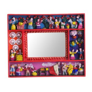 novica artisan handmade photo frame collectible folk art wood retablo red woodceramic peru decor accessories frames retablos 'tuna harvest' (4x6)