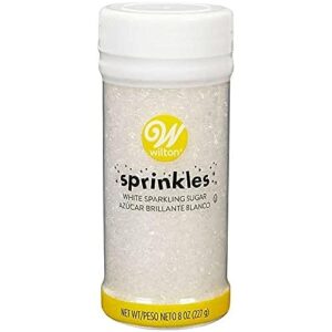 wilton white sparkling sugar, glamour white sprinkles for cakes & cookies, 8 oz.