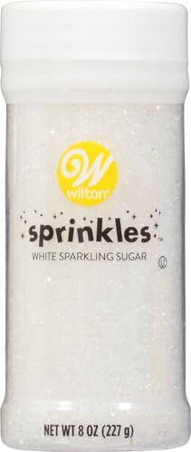 Wilton White Sparkling Sugar, Glamour White Sprinkles for Cakes & Cookies, 8 oz.