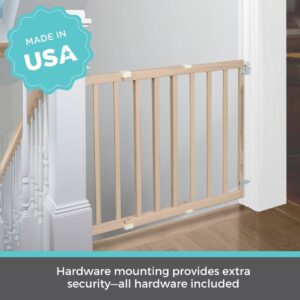 Toddleroo by North States Stairway Swing Wooden Gate, Baby Gate for Stairs. Fits 28"- 42" Wide. Hardware Mount. Child Gates for Doorways. Made in USA (30" Tall, Sustainable Hardwood)