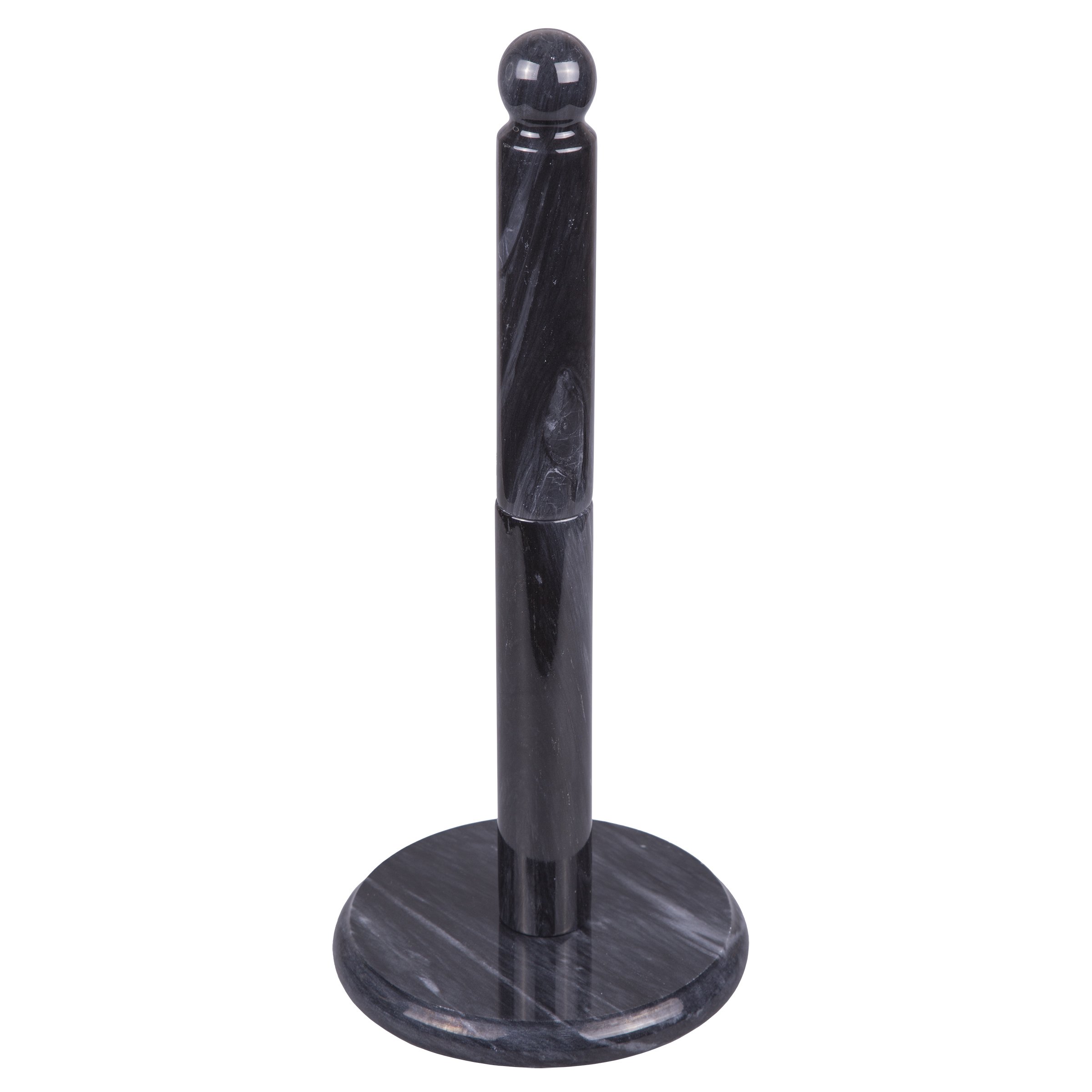 Creative Home Natural Stone Black Marble 12" Height Paper Towel Holder, Dispenser