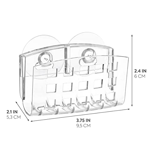 iDesign BPA-Free Plastic Sponge Holder for Kitchen Sink with Suction Cups, Ideal for Kitchen Sinks and Bathroom Organization, 2.3" x 5.2" x 3.7", Clear