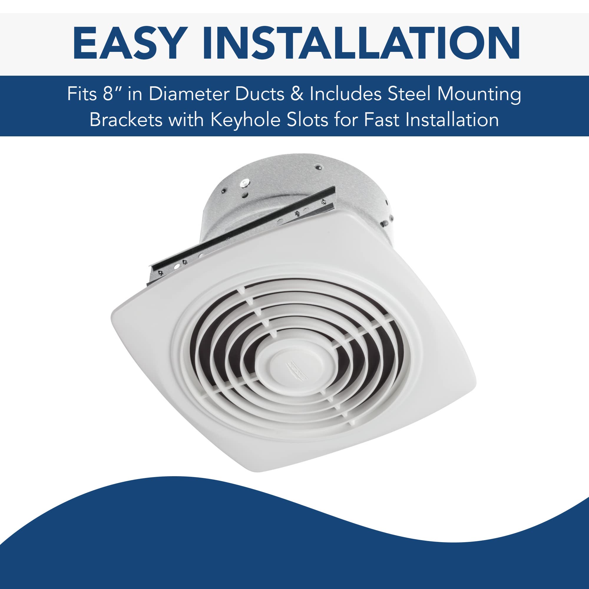 Broan-NuTone 505 Exhaust Fan, White Vertical Discharge Ceiling Ventilation Fan, 8.5 Sones, 200 CFM, 8"