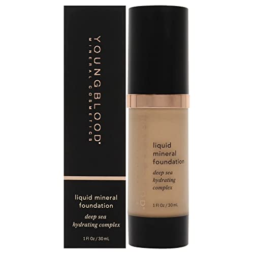 Youngblood Liquid Mineral Foundation, Sun Kissed | Lightweight, Dewy Full Coverage Makeup for Dry Skin | Poreless, Flawless Tinted Glow | Vegan, Cruelty Free, Gluten-Free