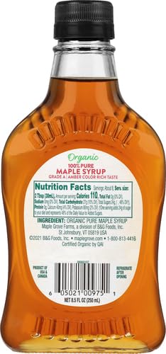 Maple Grove Farms Organic Pure Maple Syrup, Grade A Amber, 8.5 Ounce