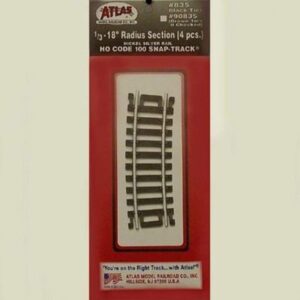 code 100 nickel silver 1/3-18" radius snap-track (6/bx) ho scale atlas trains