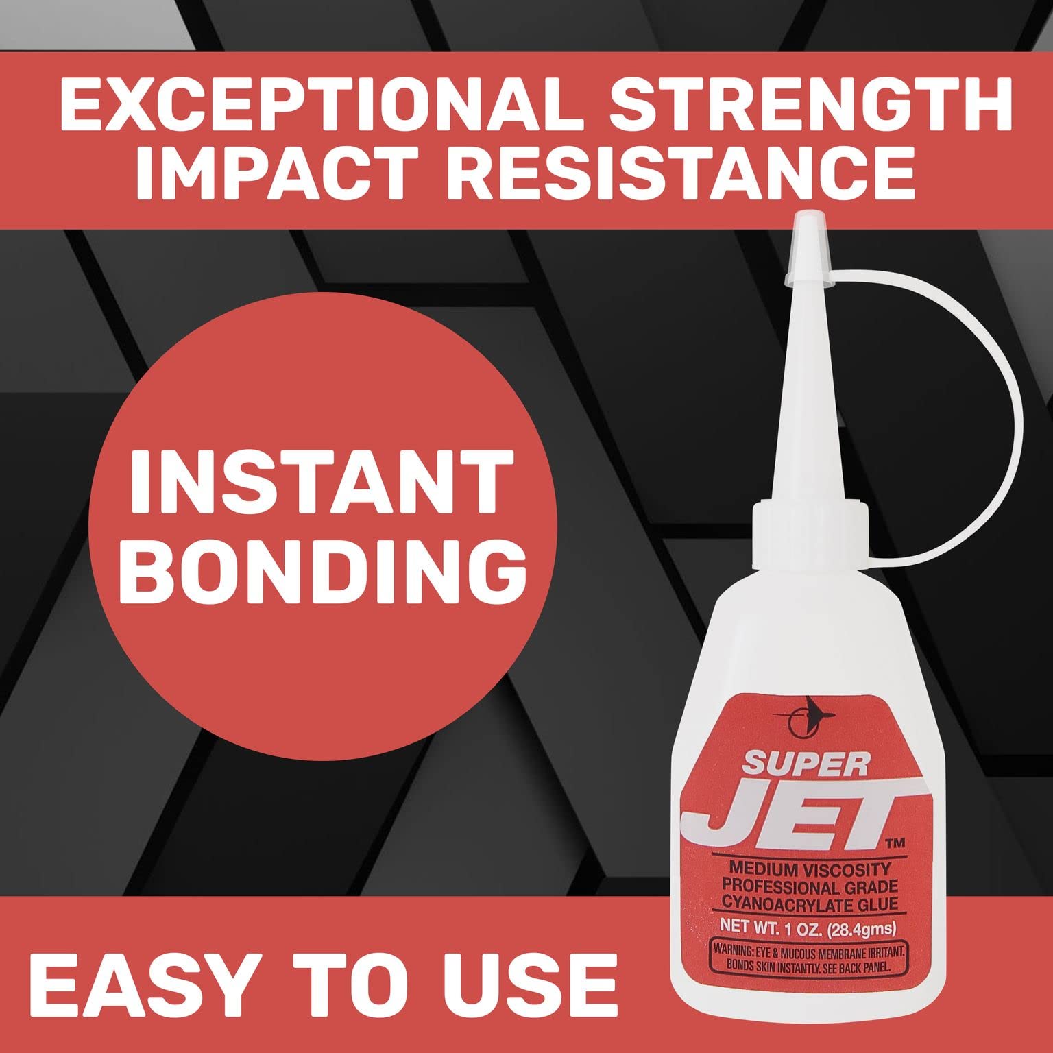 Jet Glue Super Jet - Medium Thickness Industrial Strength CA Glue - Forms Strong Bonds With Just Anything