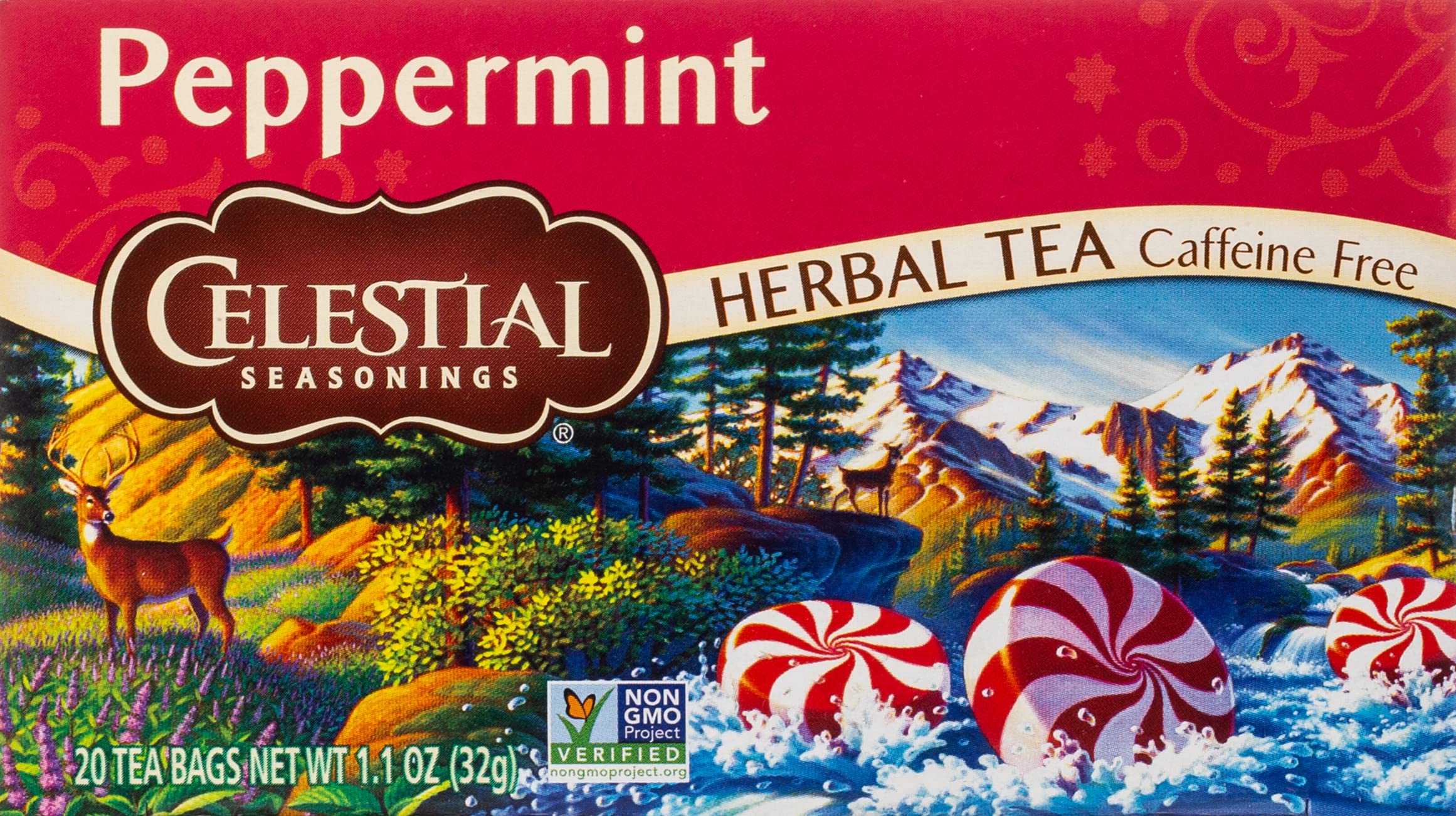 Celestial Seasonings Caffeine Free Peppermint Natural Herbal Tea 20 ea