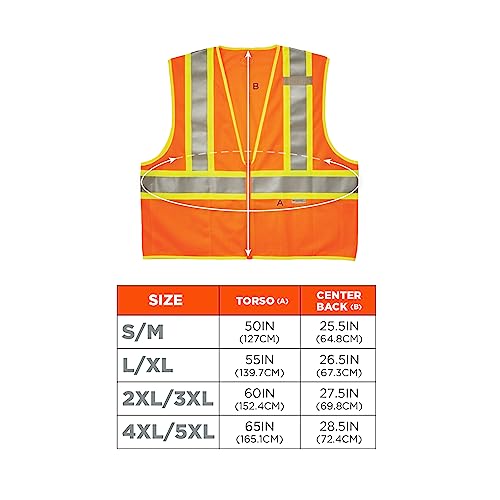 Ergodyne Unisex S/M Class 2 Two Tone Mesh Vest, Orange, Small-Medium US