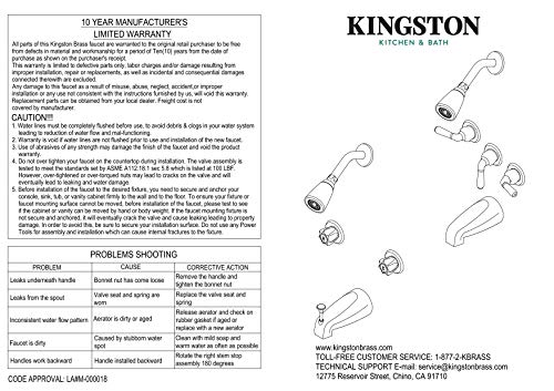 Kingston Brass KB248LL Legacy Tub and Shower Faucet, Brushed Nickel