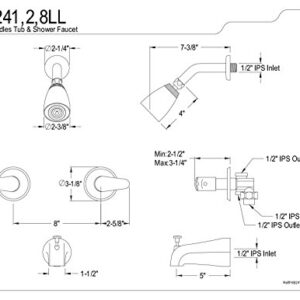 Kingston Brass KB248LL Legacy Tub and Shower Faucet, Brushed Nickel