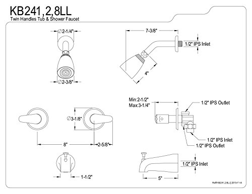 Kingston Brass KB248LL Legacy Tub and Shower Faucet, Brushed Nickel