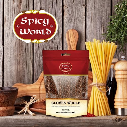 Spicy World Whole Cloves Bulk 14 Oz Bag - Premium Quality - Great for Foods, Clove Tea, Clove Pomander Balls & Potpourri - Aromatic & Richly Flavored Cloves Whole