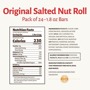 Pearson's Original Salted Nut Roll | Peanut, Caramel, Nougat Candy | 24 Full- Size Candy Bars |Bulk, Individually Wrapped