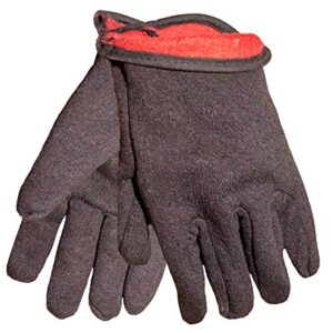 g & f 4414l-dz brown jersey winter work gloves with red fleece lining, large, 12-pair