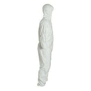 Dupont TY127S Tyvek Protective Coverall with Hood with Safety Instructions, Elastic Cuff, L, White (Retail Package of 1)