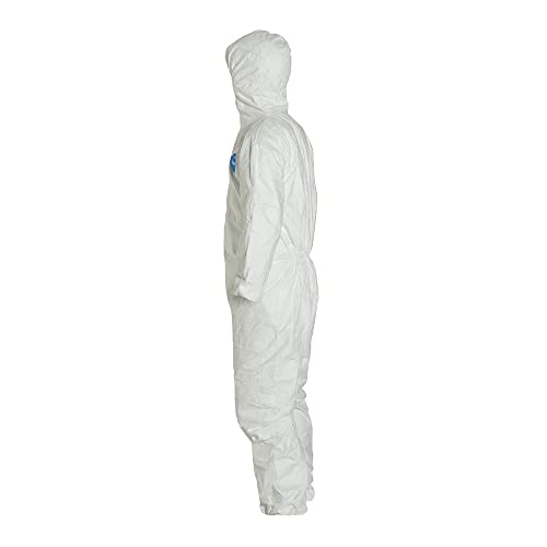 Dupont TY127S Tyvek Protective Coverall with Hood with Safety Instructions, Elastic Cuff, L, White (Retail Package of 1)