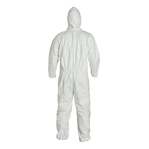 Dupont TY127S Tyvek Protective Coverall with Hood with Safety Instructions, Elastic Cuff, L, White (Retail Package of 1)