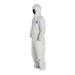 Dupont TY127S Tyvek Protective Coverall with Hood with Safety Instructions, Elastic Cuff, L, White (Retail Package of 1)