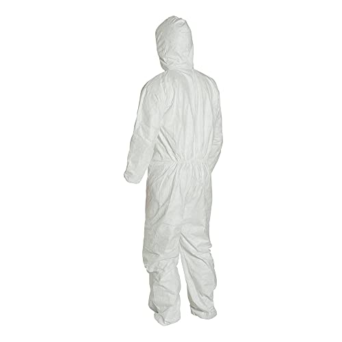 Dupont TY127S Tyvek Protective Coverall with Hood with Safety Instructions, Elastic Cuff, L, White (Retail Package of 1)