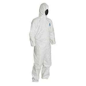 Dupont TY127S Tyvek Protective Coverall with Hood with Safety Instructions, Elastic Cuff, L, White (Retail Package of 1)