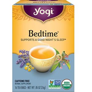 yogi tea - bedtime (6 pack) - supports a good night’s sleep - tea with passionflower, chamomile, valerian root, and lavender - 96 organic herbal tea bags