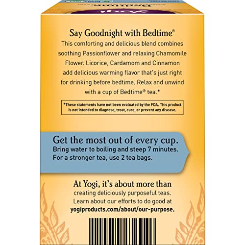 Yogi Tea - Bedtime (6 Pack) - Supports a Good Night’s Sleep - Tea with Passionflower, Chamomile, Valerian Root, and Lavender - 96 Organic Herbal Tea Bags