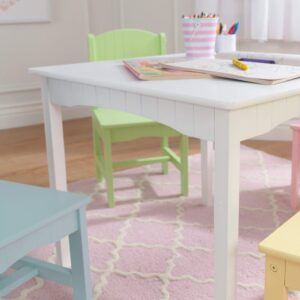 KidKraft Nantucket Kid's Wooden Table & 4 Chairs Set with Wainscoting Detail, Pastel