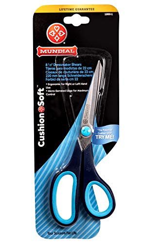 Mundial Cushion Soft Dressmaker Shears 8"-serrated Bottom Blade…Blue Handle