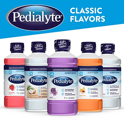 Pedialyte Electrolyte Solution, Grape, Hydration Drink, 8 bottles, 1 liter each