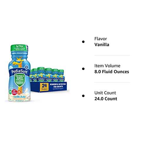 PediaSure Grow & Gain with 3g Fiber for Digestive Health, Provides Immune Support, Kids Protein Shake, DHA Omega-3, Non-GMO, Chocolate, 8 Fl Oz (Pack of 24)