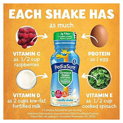 PediaSure Grow & Gain with 3g Fiber for Digestive Health, Provides Immune Support, Kids Protein Shake, DHA Omega-3, Non-GMO, Chocolate, 8 Fl Oz (Pack of 24)