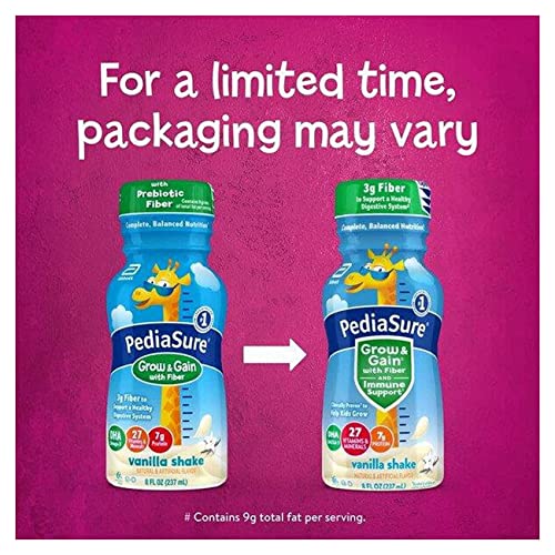 PediaSure Grow & Gain with 3g Fiber for Digestive Health, Provides Immune Support, Kids Protein Shake, DHA Omega-3, Non-GMO, Chocolate, 8 Fl Oz (Pack of 24)