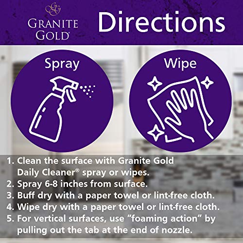 Granite Gold Polish Spray, Streak-Free Shine for Granite, Quartz, Marble, Travertine, Natural Stone Countertops, 24 Fl Oz (Pack of 1)