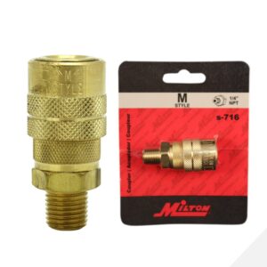 Milton (S-716) 1/4" Male NPT M Style (Industrial) Air fitting Quick Connect Coupler (Packaging May Vary)