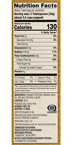 Newman's Own Organics Microwave Popcorn, Touch of Butter, 8.4oz (Pack of 12)