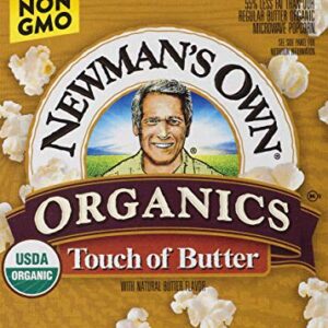 Newman's Own Organics Microwave Popcorn, Touch of Butter, 8.4oz (Pack of 12)