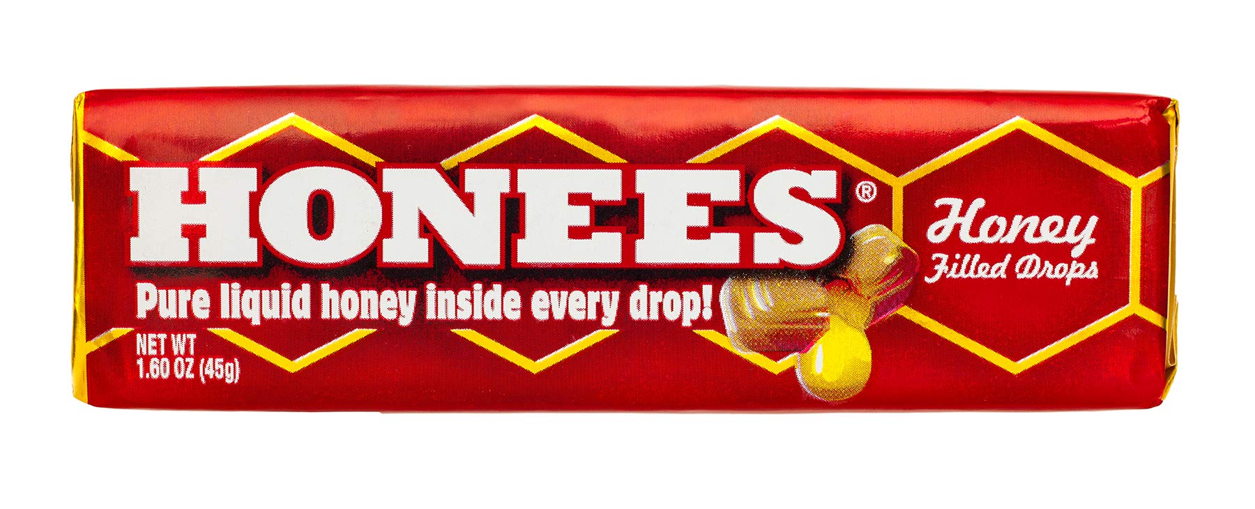 Honees Honey Filled Cough Drops - 1.6oz Bar, Pack of 24 Menthol-Free Lozenges | Temporary Relief from Cough | Soothes Sore Throat | All Natural