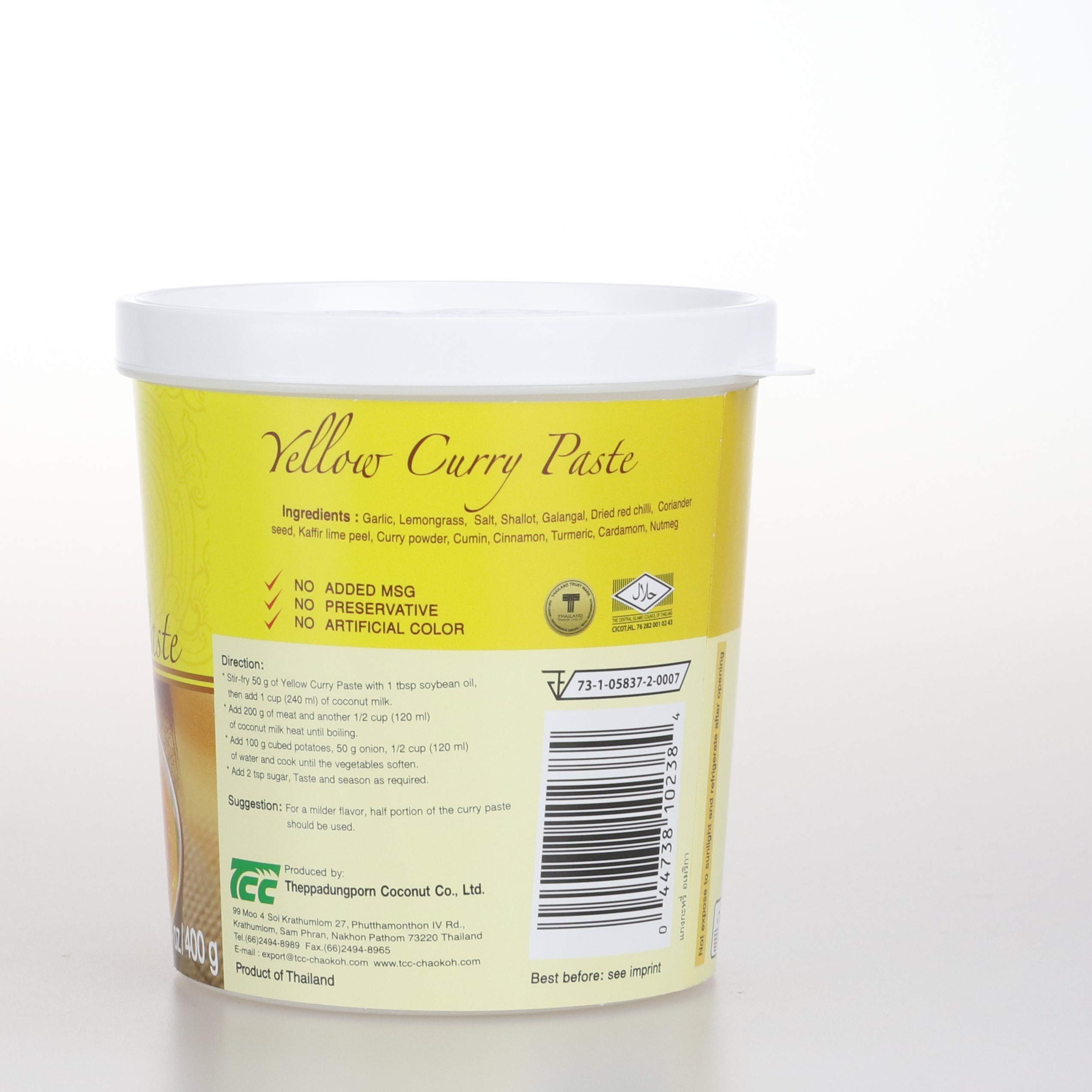 Mae Ploy Thai Yellow Curry Paste for Restaurant-Quality Curries, Aromatic Blend of Herbs, Spices & Shrimp Paste, No MSG, Preservatives or Artificial Coloring (14oz Tub)