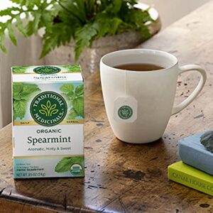 Traditional Medicinals Tea, Organic Spearmint, Supports Everyday Wellness, Healthy & Refreshing, 16 Count (Pack of 6)