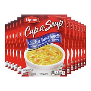 lipton cup-a-soup instant soup for a warm cup of chicken noodle soup made with real chicken broth flavor 1.8 oz 4 ct, pack of 12