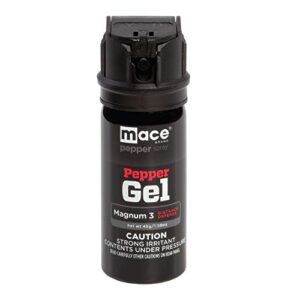 mace brand magnum 3 pepper gel (45g) – accurate 18’ maximum strength pepper gel, flip top safety cap, wind-safe thick gel stream technology and uv dye – great for self-defense