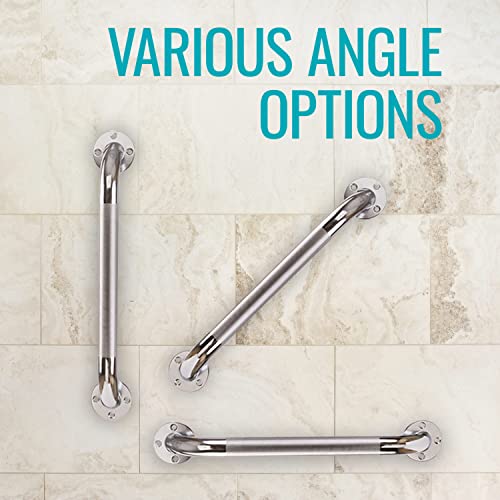 DMI Textured Grab Bars, Shower Toilet Tub Rail for Handicap & Elderly, Perfect for Bathroom Safety, Rust-Resistant Steel, Silver, Chrome, 24", FSA & HSA Eligible