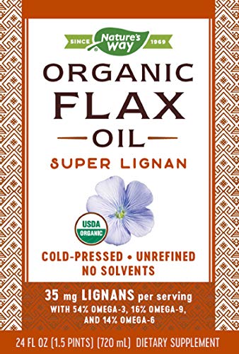 Nature's Way Organic Flax Oil Super Lignan, Cold-Pressed, and Unrefined, 24 Fl Oz