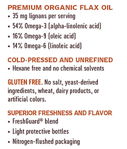 Nature's Way Organic Flax Oil Super Lignan, Cold-Pressed, and Unrefined, 24 Fl Oz